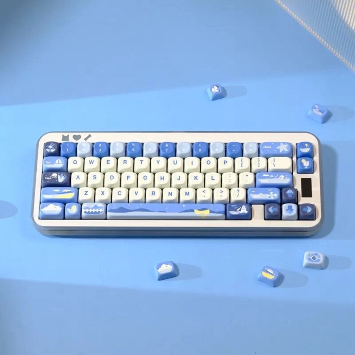 Custom Keycaps 129 Pcs Blue Whale Theme for Mechanical Keyboards MOA ...