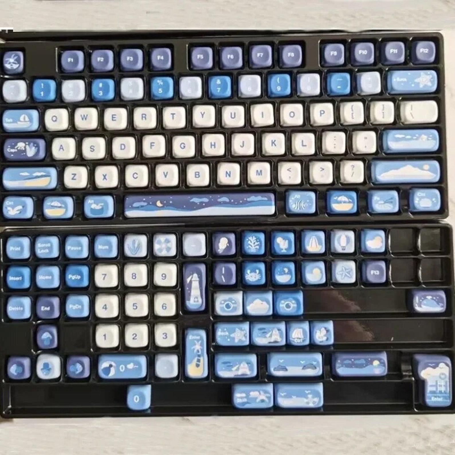 Custom Keycaps 129 Pcs Blue Whale Theme for Mechanical Keyboards MOA ...