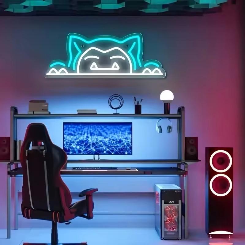 Custom Anime Neon Sign Pokemon Theme Snorlax LED Light Sign for Gamer ...