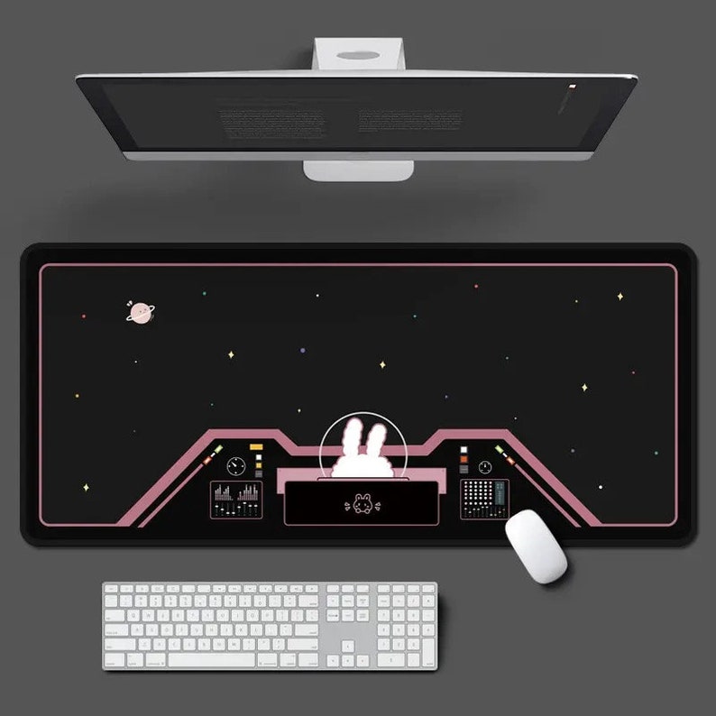 Custom Gaming Desk Pad Cyber Bunny Theme for Keyboards Mouse - Etsy