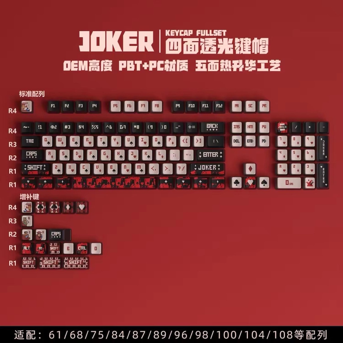 Custom Pudding Keycaps 122 Pcs Joker Theme for Mechanical Keyboards OEM ...