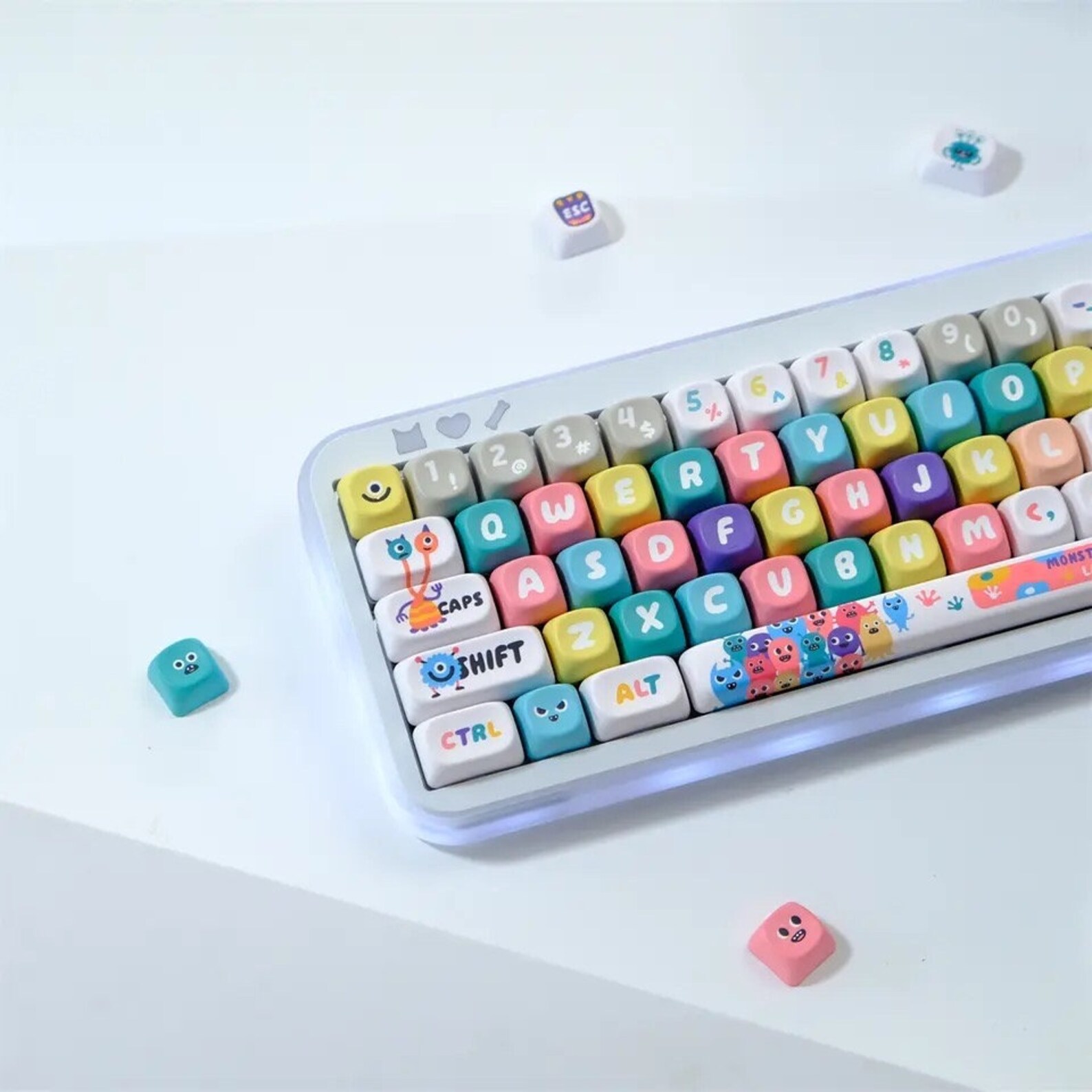 Custom Keycaps 129 Pcs Monsters Theme for Mechanical Keyboards MOA ...