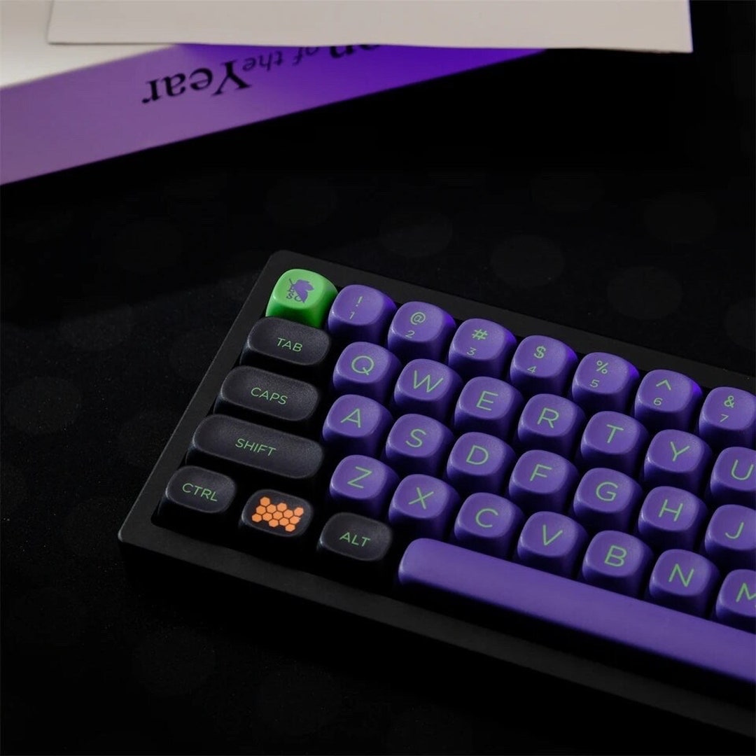 Custom Anime Keycaps 129 Pcs Evangelion Eva-01 Theme for Mechanical ...