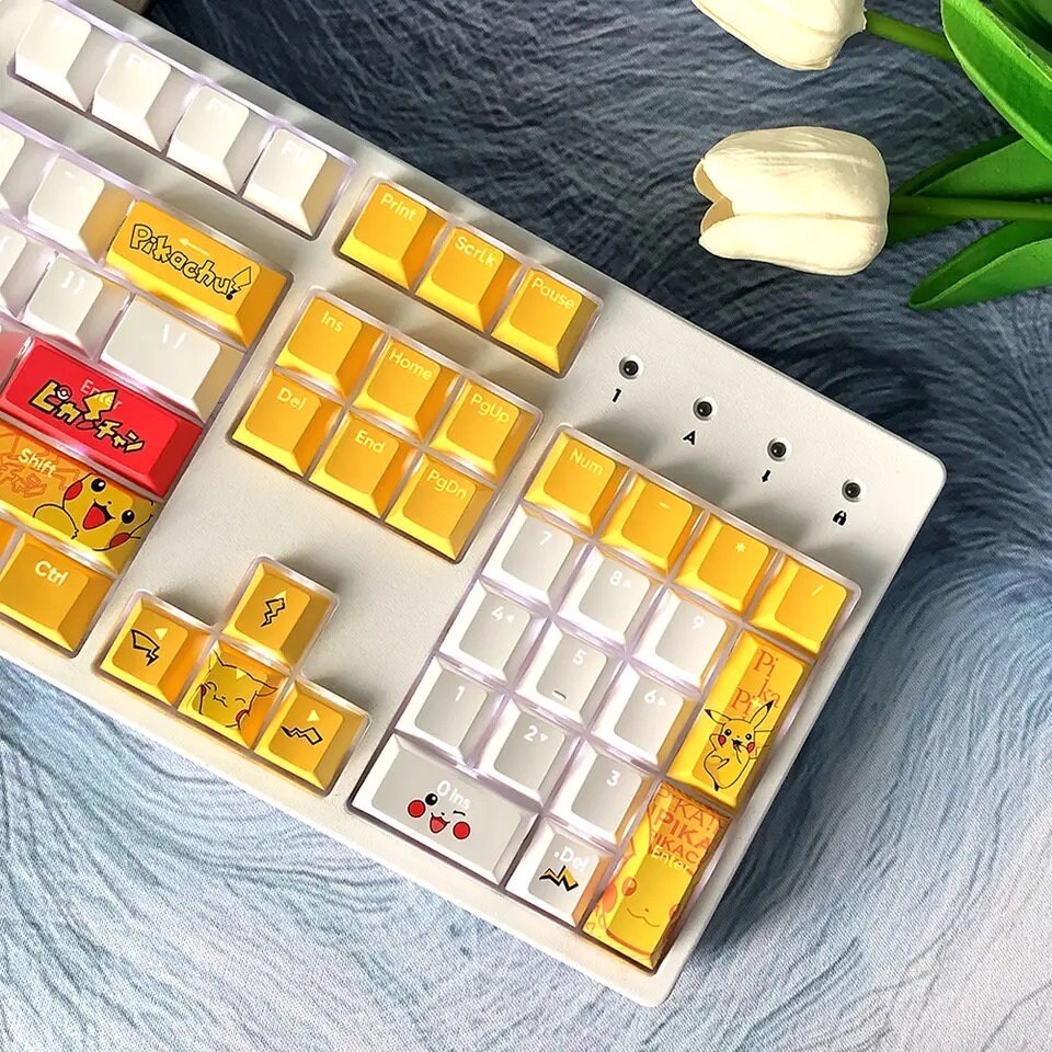 Anime Pokemon Pikachu Custom Backlit Keycaps 108 Pcs for Mechanical ...