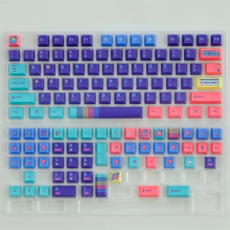Custom Retro Keycaps 129 Pcs Back in the Game Theme for Mechanical ...