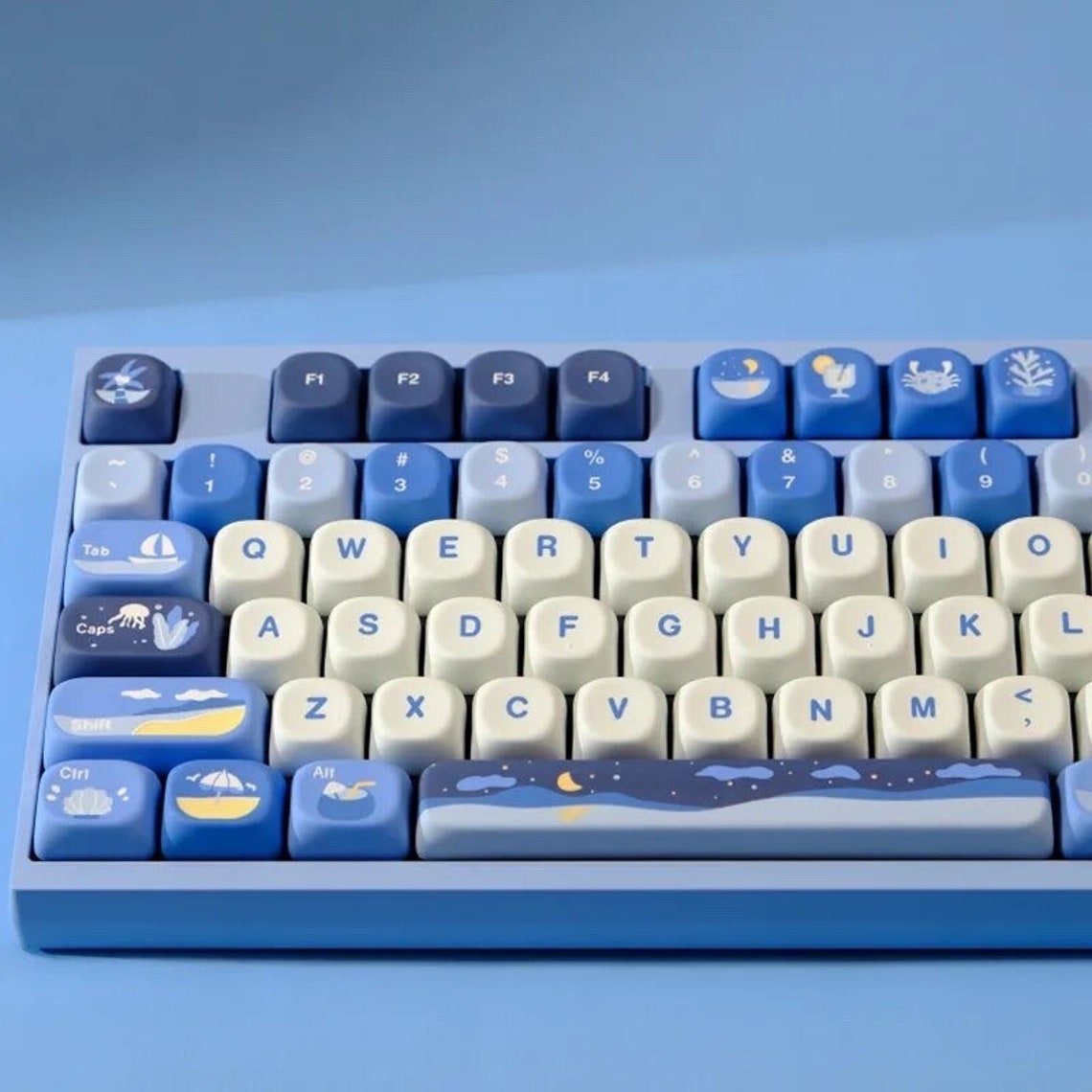 Custom Keycaps 129 Pcs Blue Whale Theme for Mechanical Keyboards MOA ...