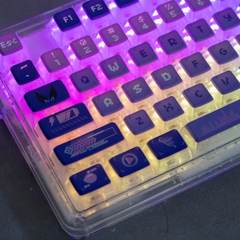 Custom Pudding Backlit Keycaps 126 Pcs for Mechanical Keyboards Silver ...