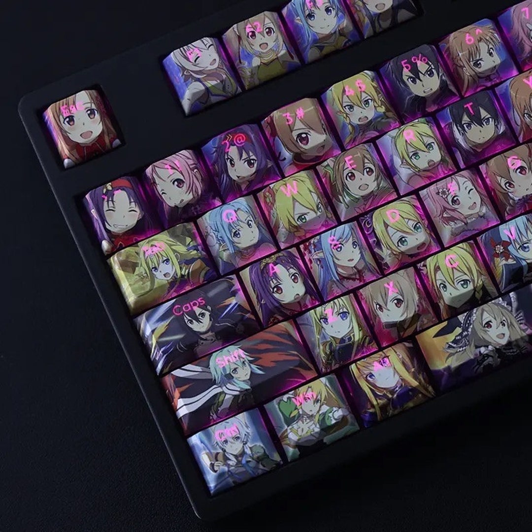 Custom Backlit Anime Keycaps 108 Pcs Cute Girl Theme for Mechanical ...
