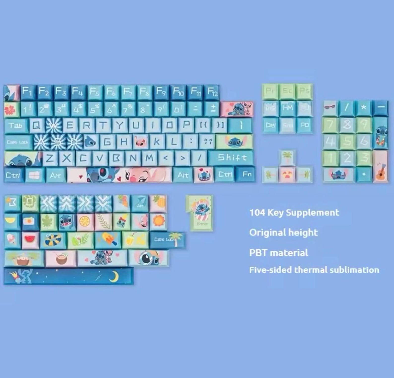 Custom Cartoon Keycaps 137 Pcs Stitch Theme for Mechanical Keyboards ...