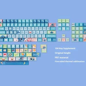 Custom Cartoon Keycaps 137 Pcs Stitch Theme for Mechanical Keyboards ...