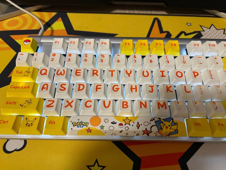 Anime Keycaps 126 PC Pokemon Pikachu Theme for Mechanical Keyboards MX ...