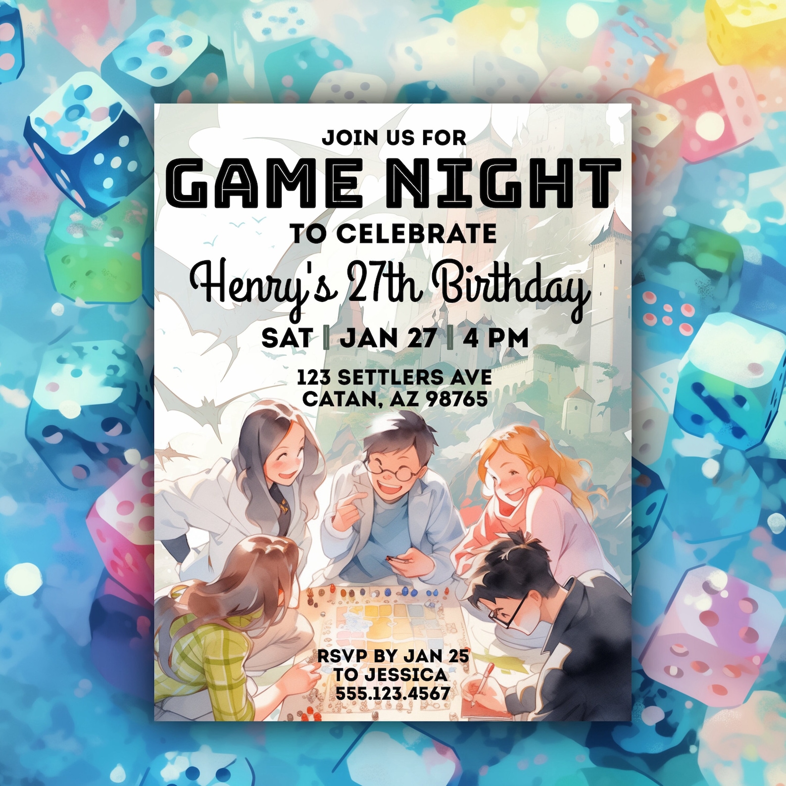 Editable Game Night Birthday Invitation Template - Friends Playing ...