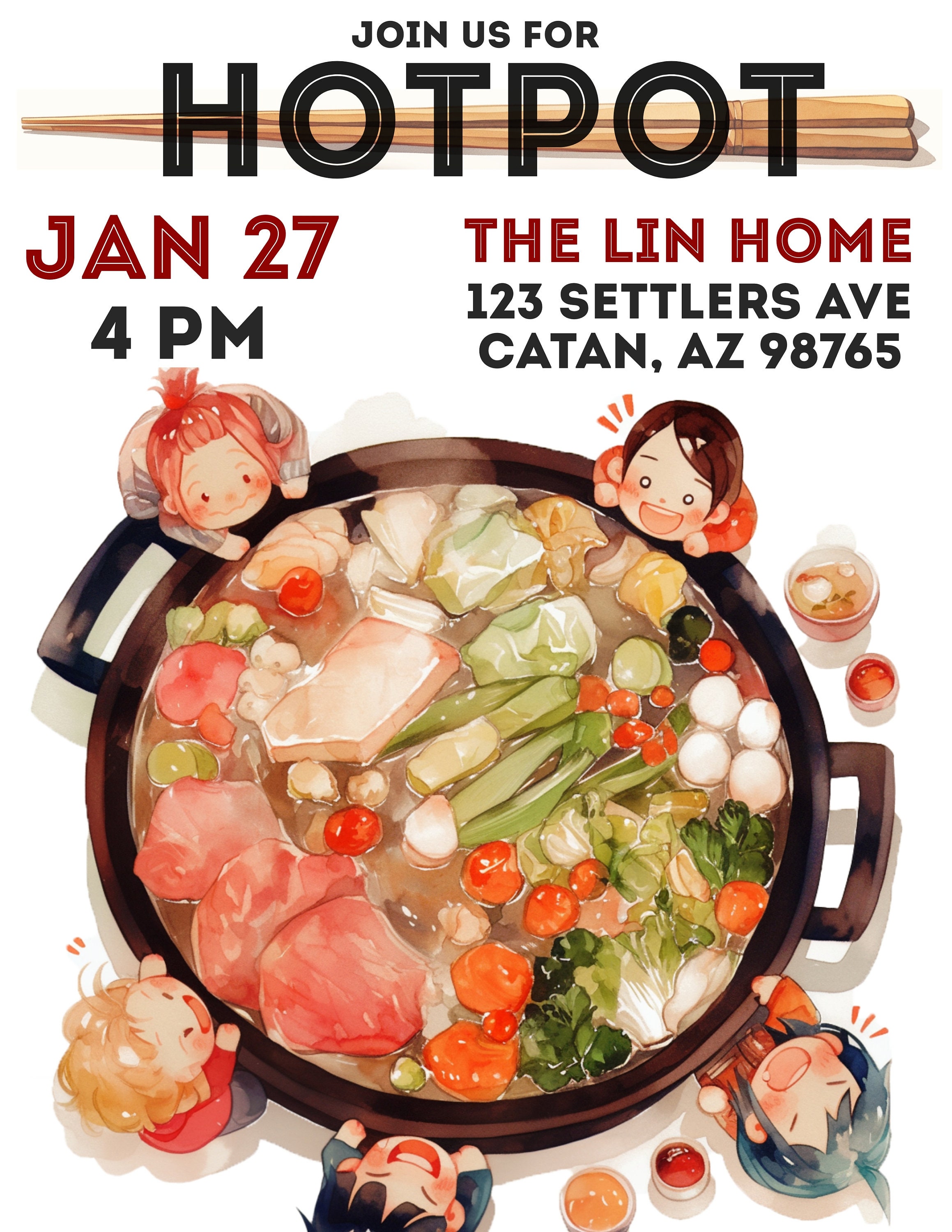 Editable Hotpot Party Flyer Invite Printable Template - DIY With Corjl ...