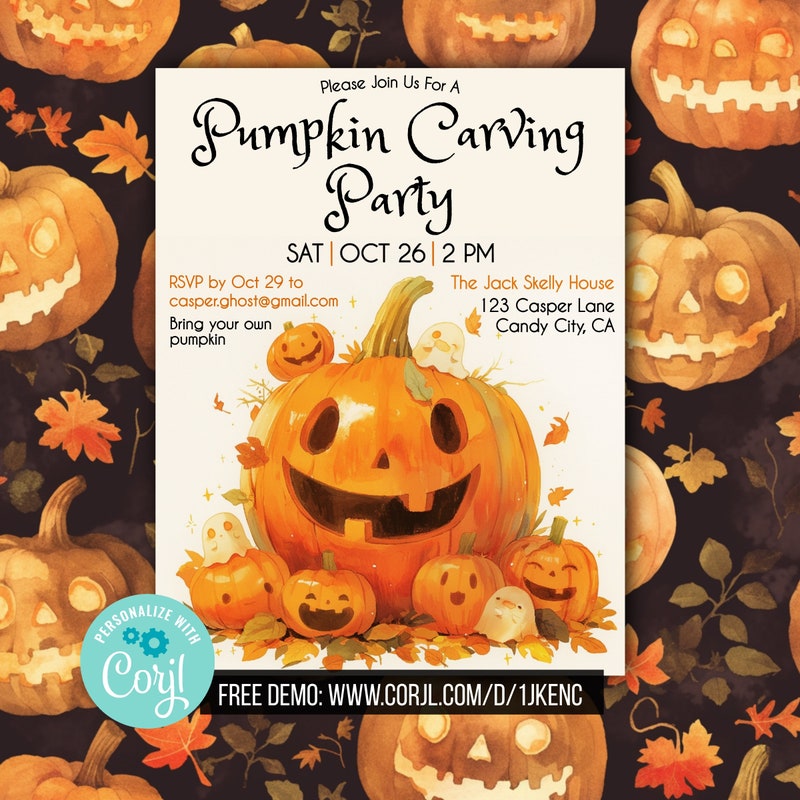 Editable Pumpkin Carving Contest Flyer - Etsy