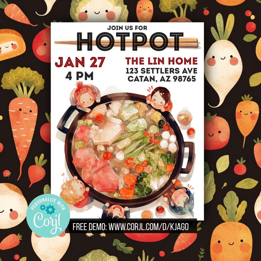 Editable Hotpot Party Flyer Invite Printable Template - DIY With Corjl ...