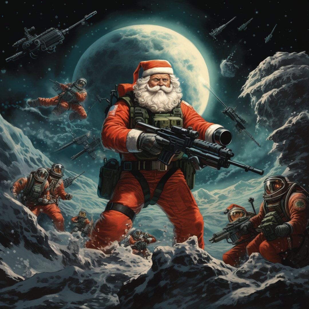 SANTA FIGHTING ALIENS - Etsy