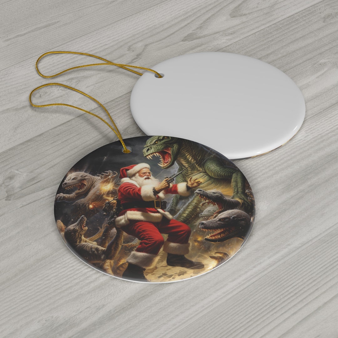 Santa Fighting Aliens Ceramic Printed on One Side - Etsy