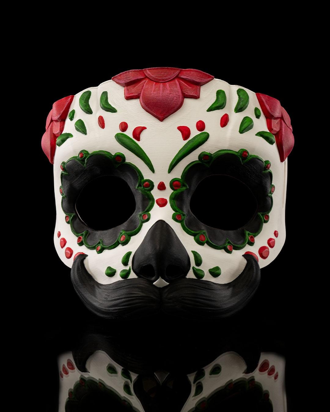 Dia De Los Muertos Calavera Cosplay Mask With Mustache 3 Sizes - Etsy