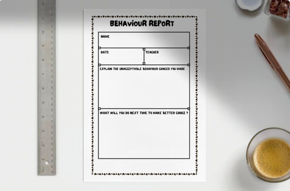 Classroom Behaviour Report Form - Etsy