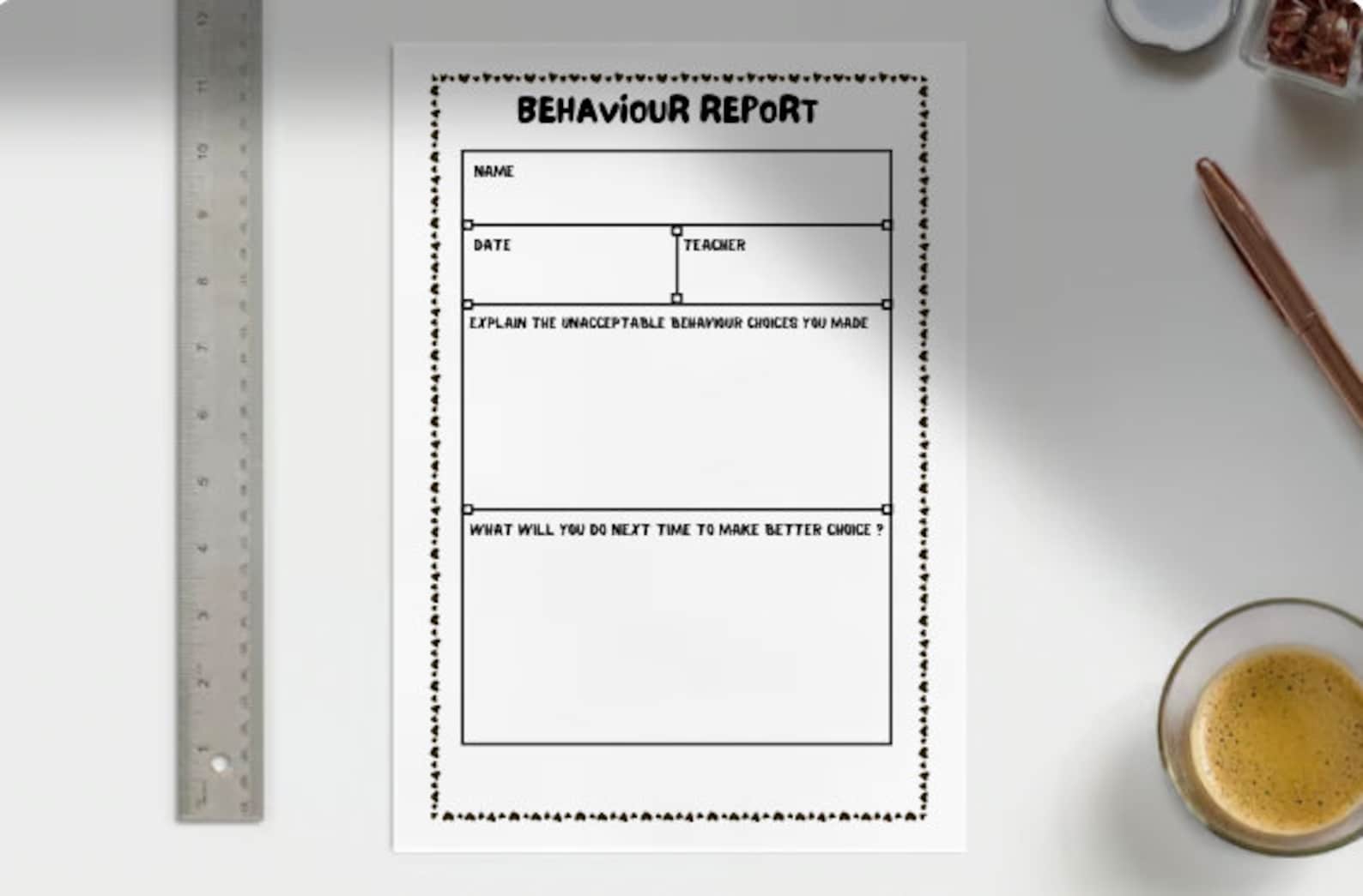 Classroom Behaviour Report Form - Etsy