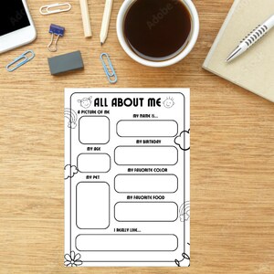 All About Me Classroom Worksheet - Etsy