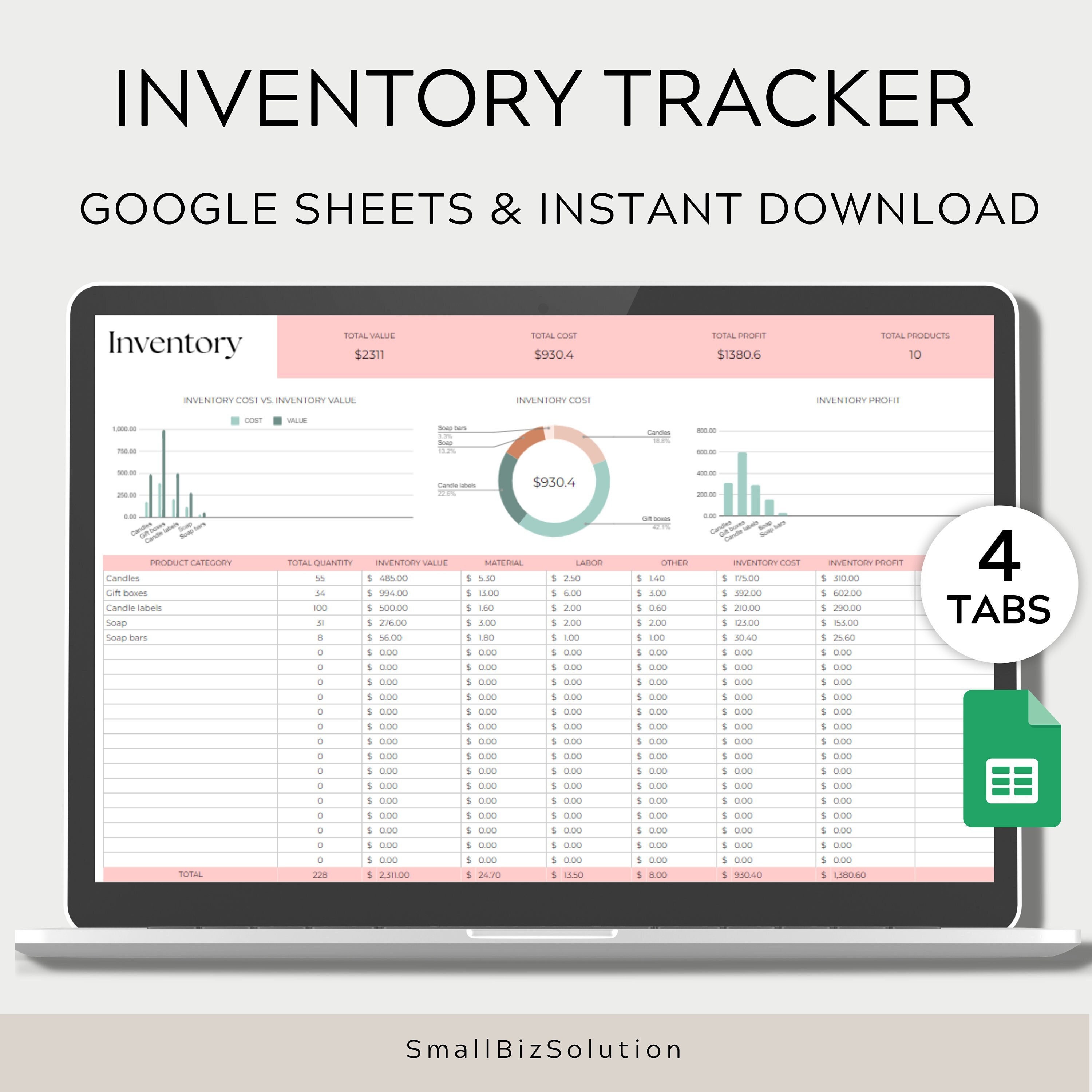 Small Business Inventory Spreadsheet, Inventory Tracker, Product ...