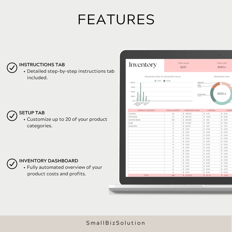 Small Business Inventory Spreadsheet, Inventory Tracker, Product ...