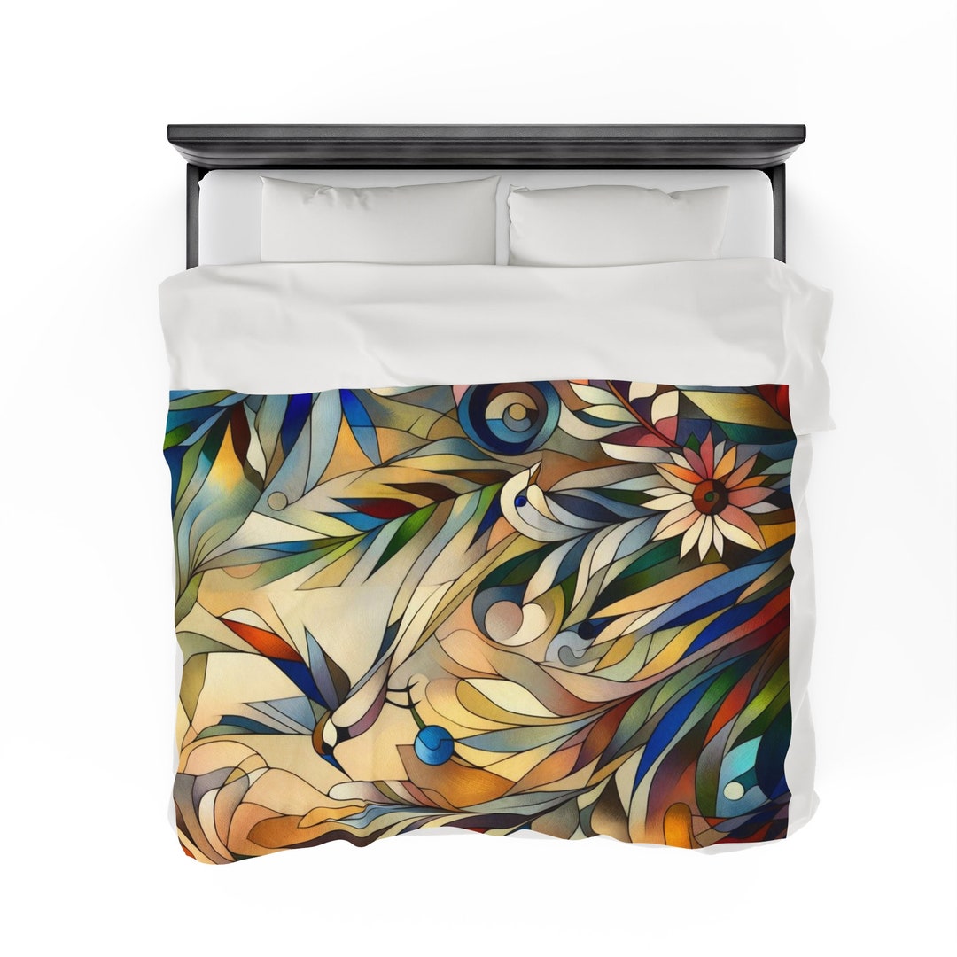 Geometric Cubist Botanical Pattern Blanket - Etsy