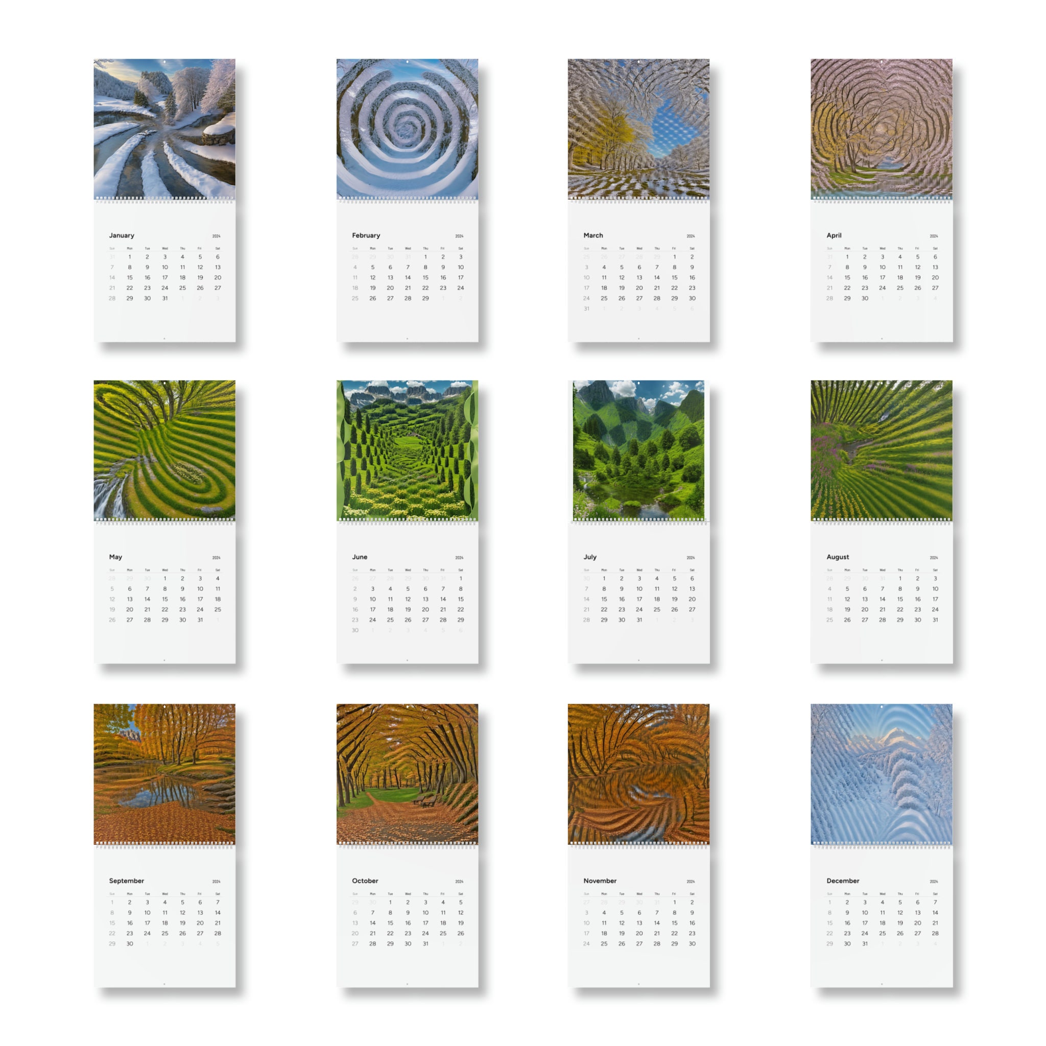 Optical Illusion Nature Calendar (2024) - Etsy