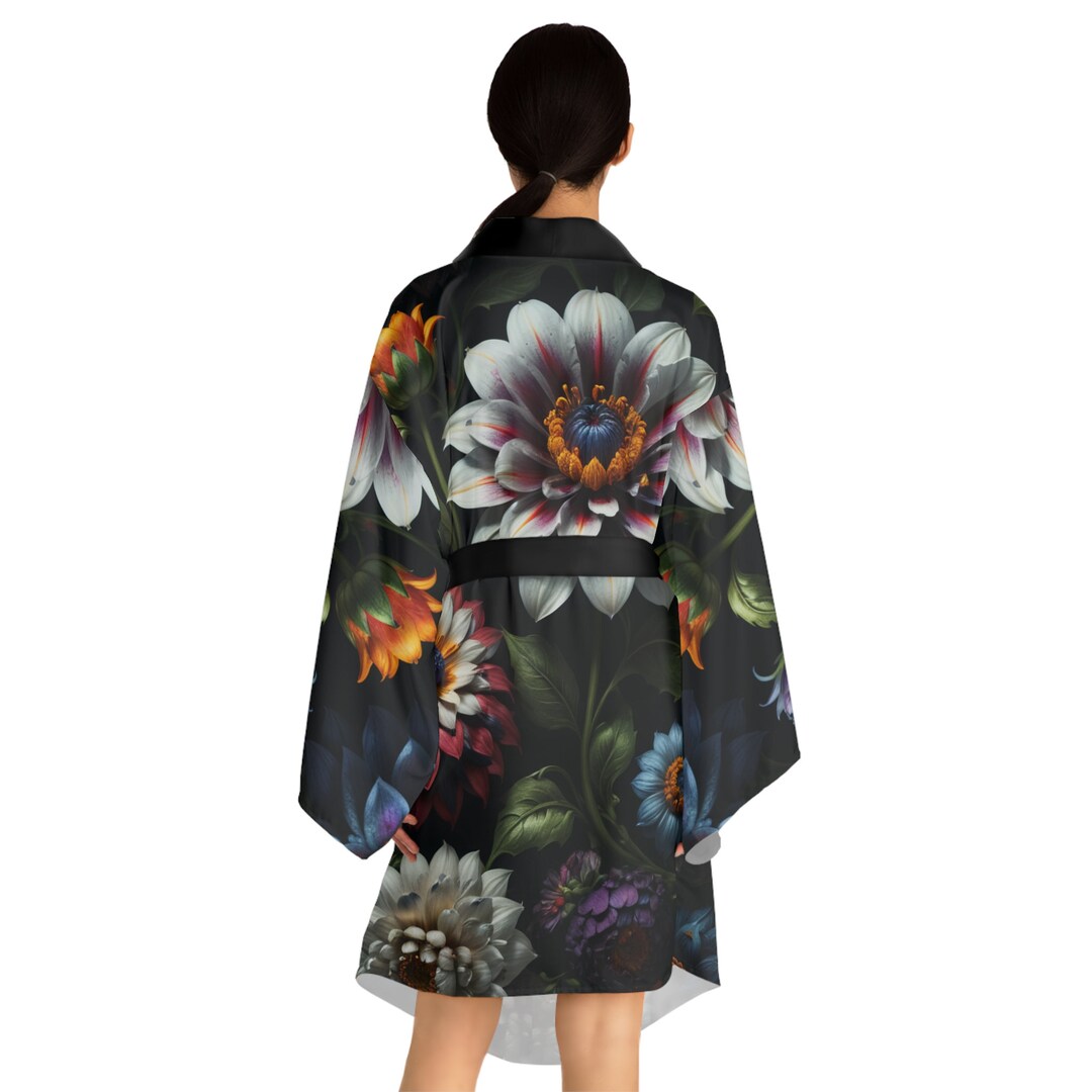 Long Sleeve Floral Kimono Robe - Etsy