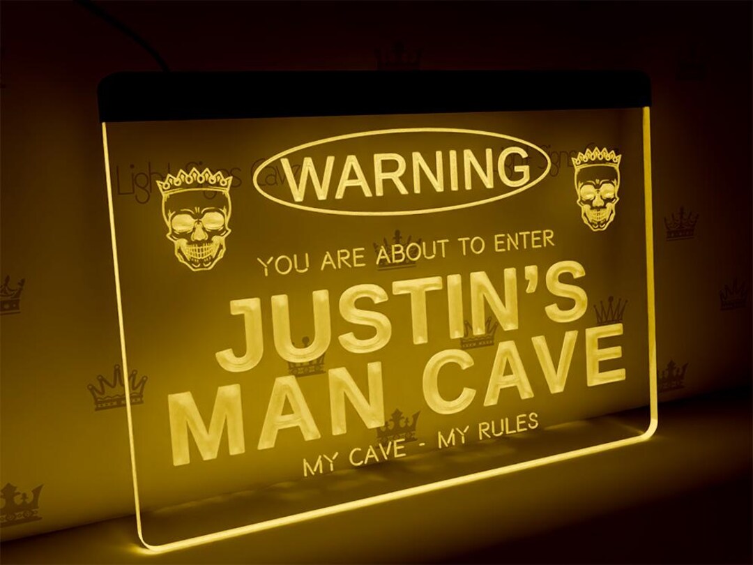 Personalized Warning Man Cave LED Sign | RGB Multi-color Light Sign ...