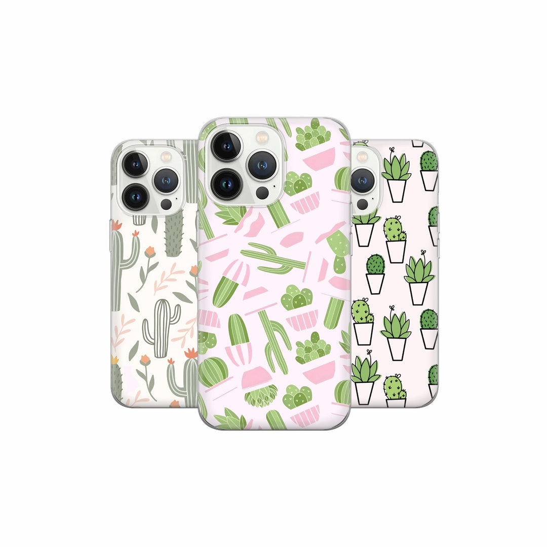 Western Cactus Phone Case Aesthetic Pink Green Plant Cover for iPhone ...