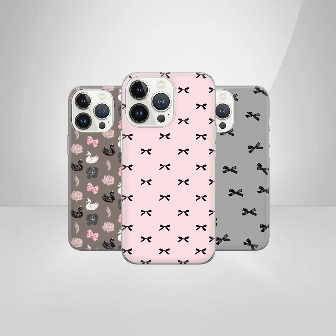 Aesthetic Bow Coquette Phone Cute Black Swan Romantic Girly Case Cover ...