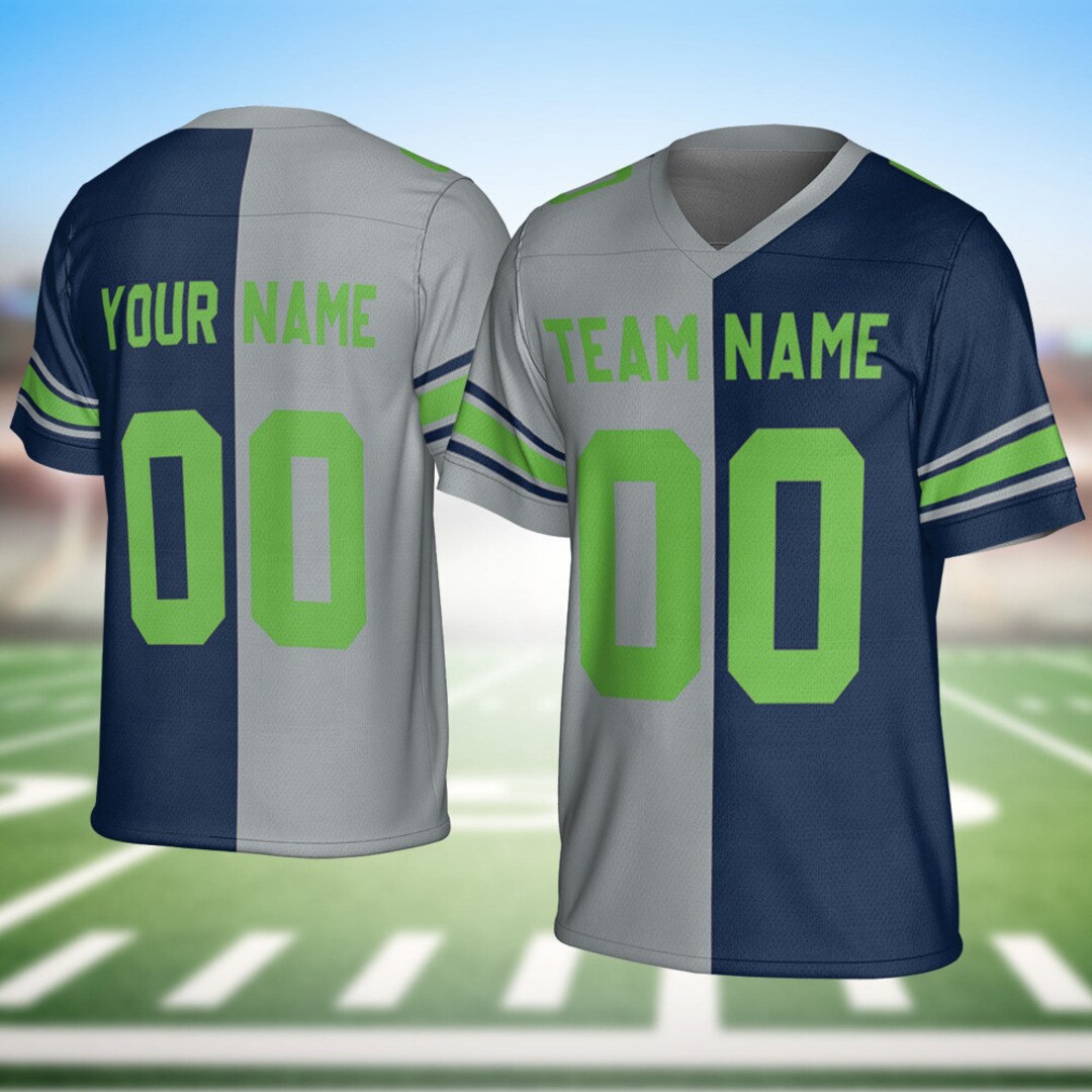 Personalized Seahawks Jersey Football Half N Half, Custom Number Jersey ...