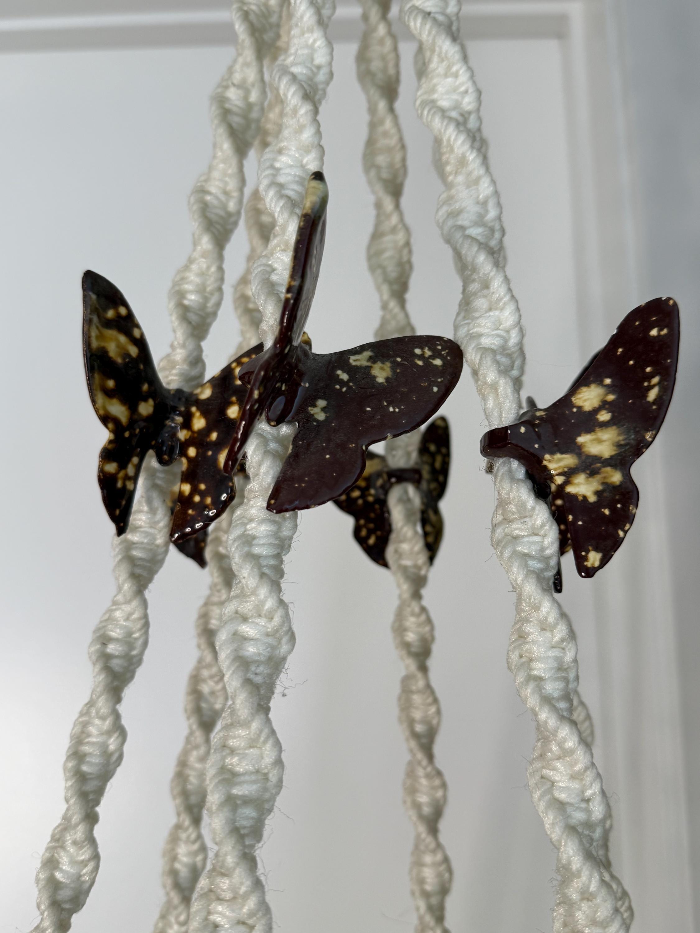 Vintage Macrame Hanging Table With Butterfly Beads - Etsy