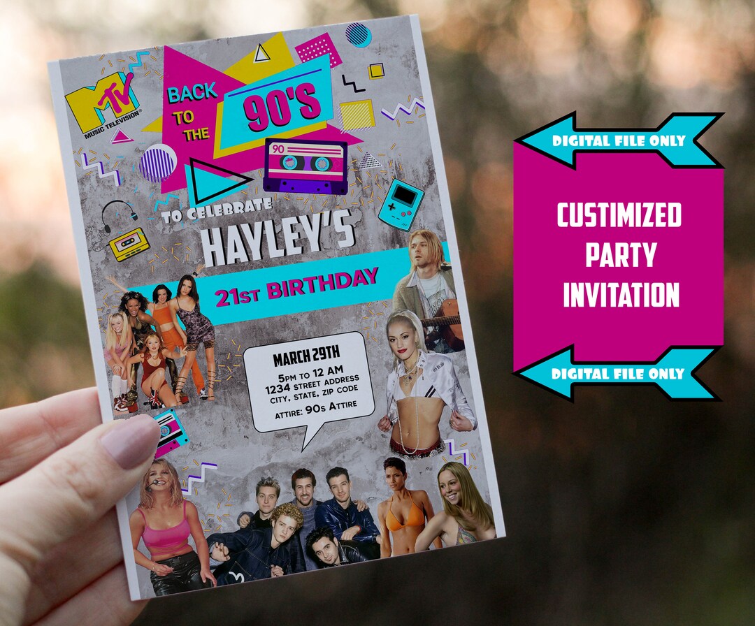 Customized 90s Party Invitation - Etsy
