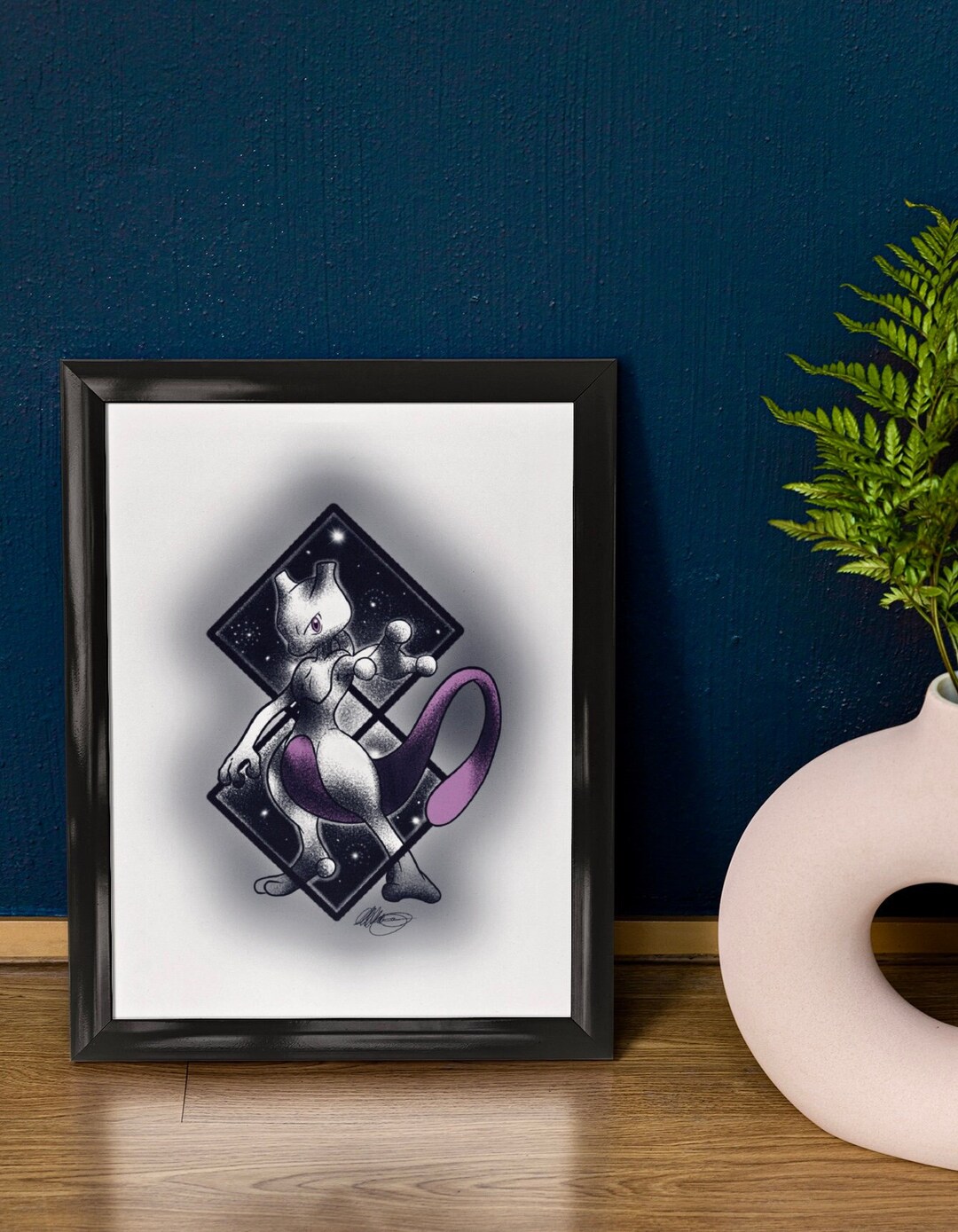 Mewtwo, A4, Original Pokemon Art Work, Japanese Home Decor, Bedroom ...