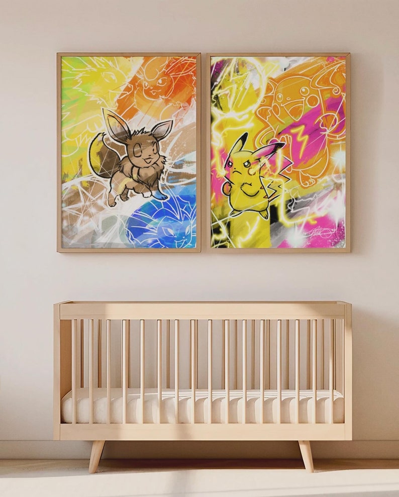 Pikachu Evolution A1, Original Pokemon Art Work, Japanese Home Decor ...