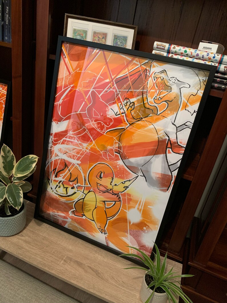Charizard A1, Original Pokemon Art Work, Japanese Home Decor, Bedroom ...