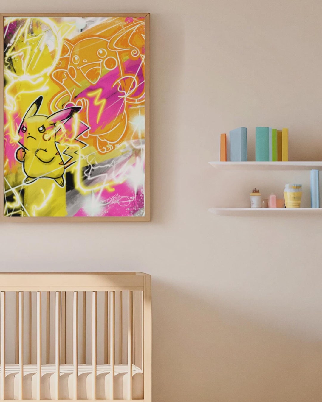 Pikachu Evolution A1, Original Pokemon Art Work, Japanese Home Decor ...