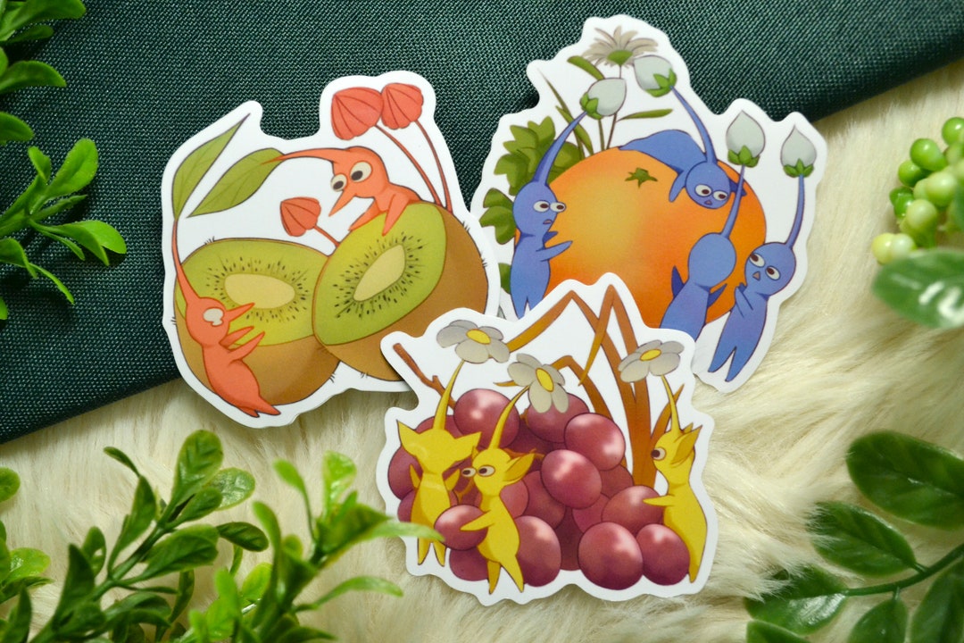 Pikmin 3 Red Yellow Blue Pikmin Character Vinyl Sticker Cute Waterproof ...