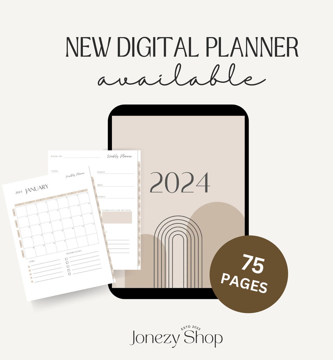 Minimalistic Neutral Color Digital Planner - Etsy