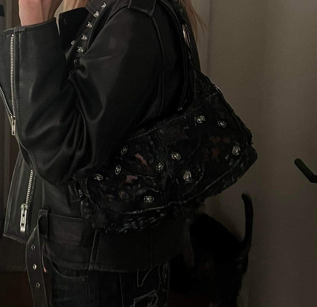 Grunge Recycled Bag, Edgy Flesh Bag, Handmade Punk Leather Bag, Gothic ...