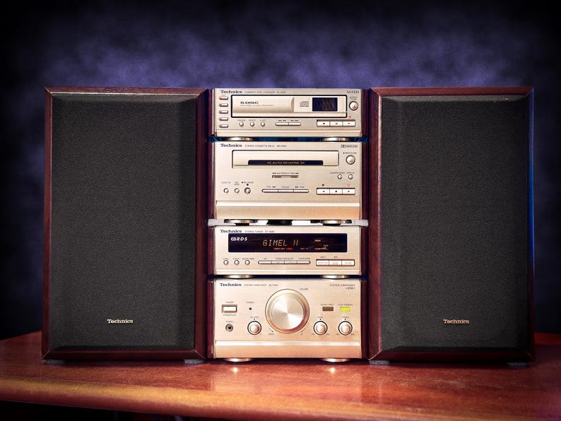 Technics Mini Hifi Tower Vintage Stereo Cassette 5-CD Component System ...