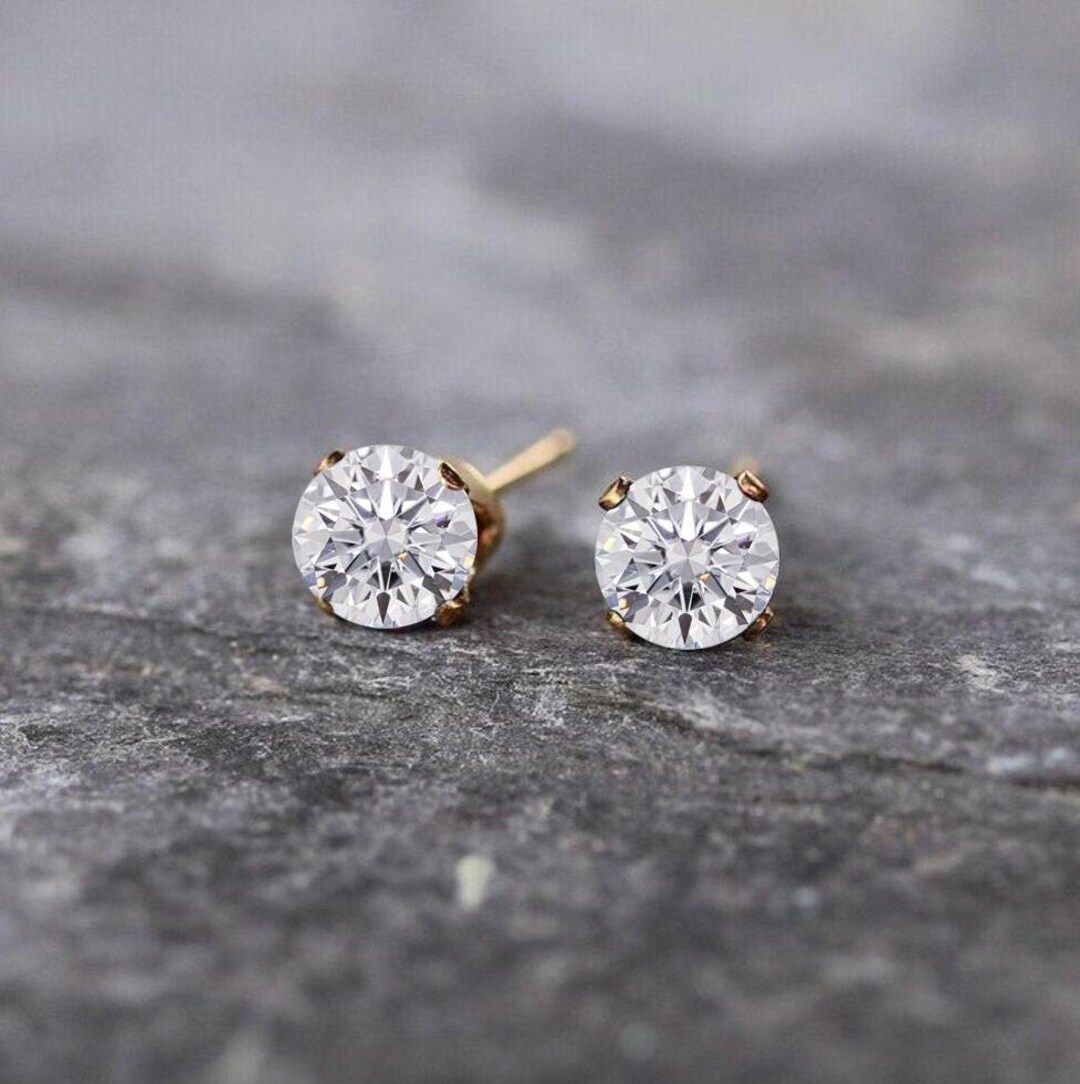 Handmade Moissanite 6MM Round Shape Studs Earrings, Beautiful ...