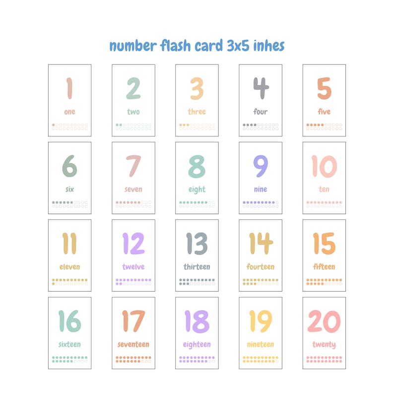 Number 1-20 Flash Cards, 123 Card ,pre-school Cards ,educational ...
