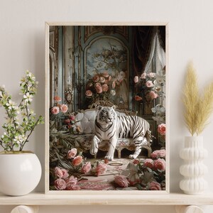 Vintage Tiger Boho Rococo Jungle Photo, Tropical Wall Decor, Nature ...