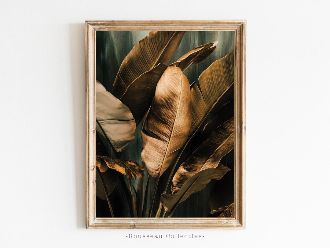 Vintage Banana Leaf Print, Botanical Art, Tropical Jungle Palm Tree ...