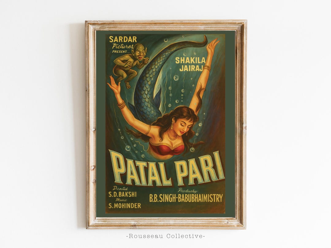 Vintage Bollywood Mermaid Poster: Retro Indian Movie Art Print - Etsy
