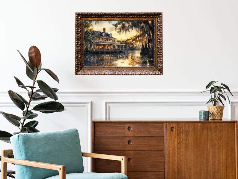 Deep South Bayou Illustration Art Print: Antebellum Plantation, Moody ...